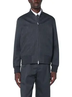 LARDINI Virgin Wool Bomber Jacket - Grey