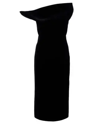 Khaite Sato Off-shoulder Velvet Midi Dress - Black