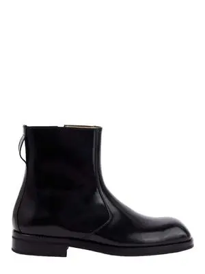 LEMAIRE Leather Ankle Boots - Black