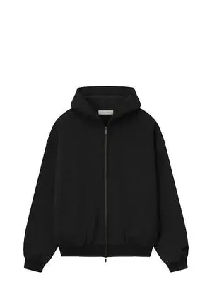 Fear Of God Essentials Embossed Fleece Zip-up Hoodie - Vintage Black