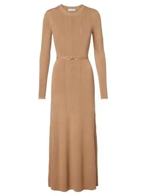 Gabriela Hearst Gabriela Hearst Imagene Wool Midi Dress With Detachable Belt Beige