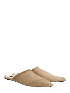 CHRISTEN Elipse Calf Hair Mules - Beige