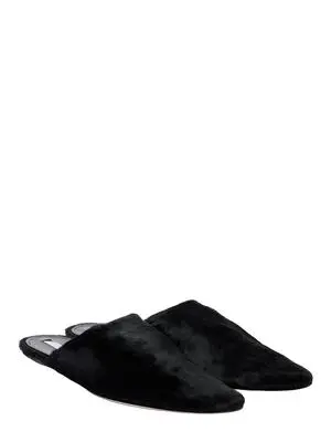 CHRISTEN Elipse Calf Hair Mules - Black