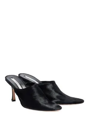 CHRISTEN Elipse 75 Calf Hair Mules - Black