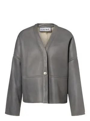 Loewe Pebble Shearling-lined Leather Jacket - Grey