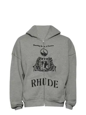 Rhude Graphic Print Zip Up Sweatshirt - Grey