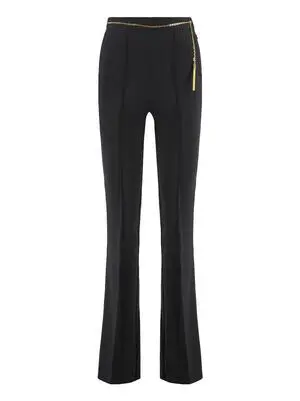 Elisabetta Franchi Crepe Trousers With Jewelry Chain - Black
