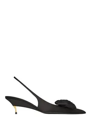 Saint Laurent Satin Dakota Slingback Pumps - Black
