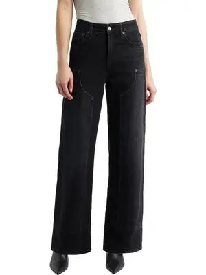 Rails High-waist Crop Wide-leg Utility Jeans - Onyx
