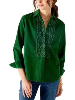 VOYAGEUR BY MERSEA Tuxedo Ruffle Shirt - Pine