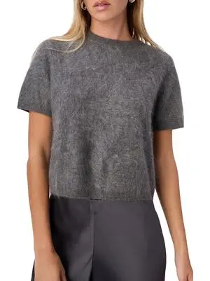 Cami Nyc Eugeny Short Sleeve Cashmere Sweater - Coal