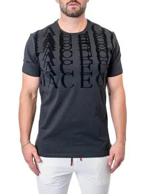 MACEOO Repetition Logo Appliqué Stretch Cotton T-shirt - Black