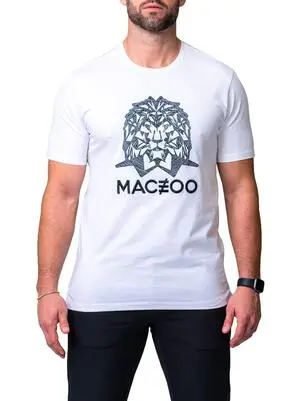 MACEOO Mightymane Embroidered Logo Stretch Cotton Graphic T-shirt - White