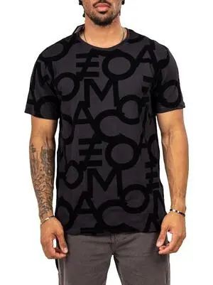 MACEOO Insignia Allover Logo Stretch Cotton T-shirt - Black
