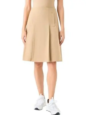 AKRIS Akris Punto Pleated Cotton Twill A-Line Skirt