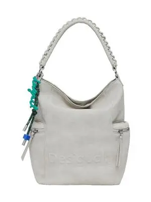Desigual Faux Leather Backpack - Light Gray