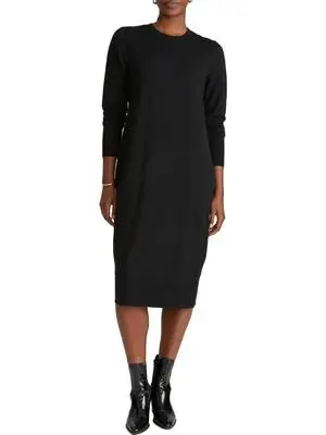 Universal Standard Everyday Long Sleeve Midi Sweater Dress - Black