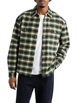 Dickies Johnsonville Plaid Cotton Western Snap-up Shirt - Pine Needle Green