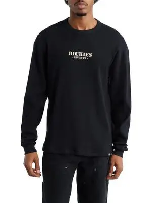 Dickies Embroidered Logo Long Sleeve Cotton Waffle T-shirt - Black