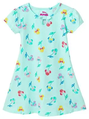 Disney Minnie Mouse Short Sleeve Skater Dress - Turquoise Blue