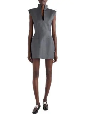 Givenchy Raw Edge Wool Sheath Dress - Grey Mix