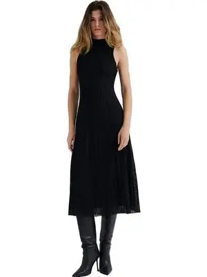 MALINA Nessa Halterneck Knitted Midi Dress - Black