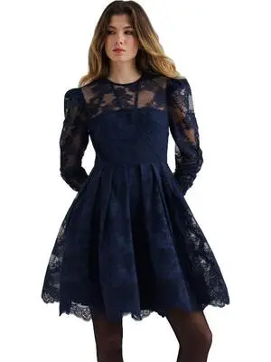 MALINA Leoni Lace Mini Dress - Dark Blue