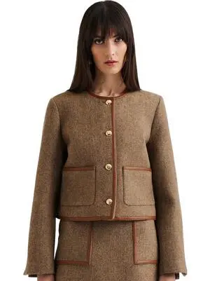 MALINA Ninette Dressed Wool Jacket - Taupe