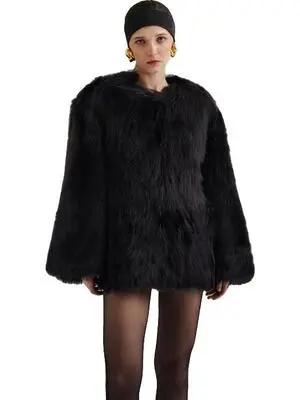 MALINA Jana Shearling Long Sleeve Jacket - Black