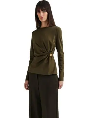 MALINA Mailey Jersey Long Sleeve Top - Olive