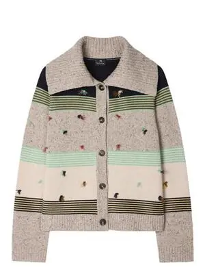 Paul Smith Block Stripe Knit Cardigan - White