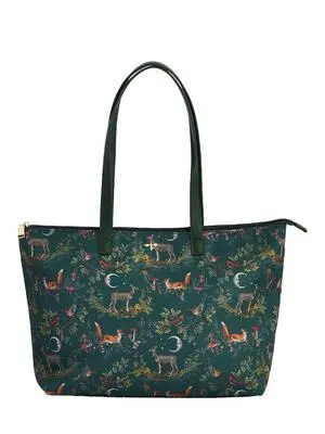FABLE ENGLAND Into The Woods Large Grab Tote - Woodland Green