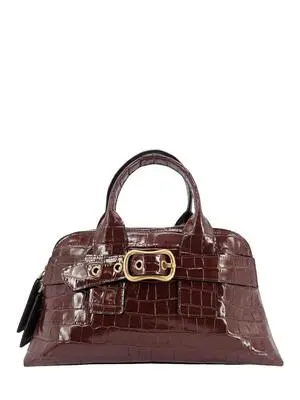 MADISON MAISON Moc Croc Leather Mini Tote Bag - Mid Brown