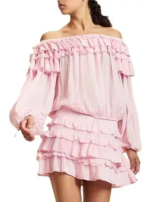 Cynthia Rowley Ruffle Pleated Mini Skirt Pink
