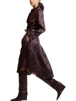 Cynthia Rowley Pintuck Silk Charmeuse Shirt Dress - Black/burgundy