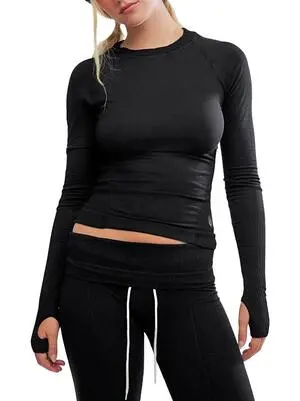 Free People Take Flight Base Layer Cropped T-shirt - Black Combo