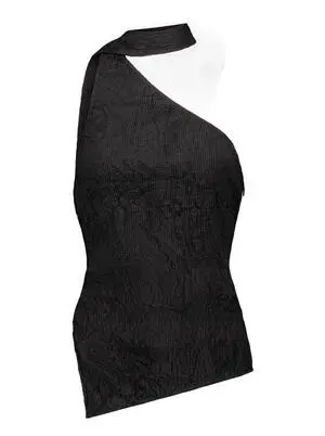 SAEMDI One-shoulder Scarf Top - Black