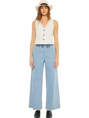 KANCAN Ultra High Rise Wide Leg Jeans - Light Wash