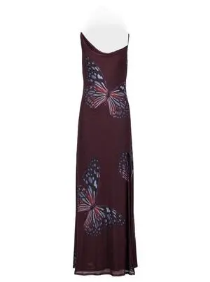 SAEMDI Mesh Maxi Dress - Butterfly Print