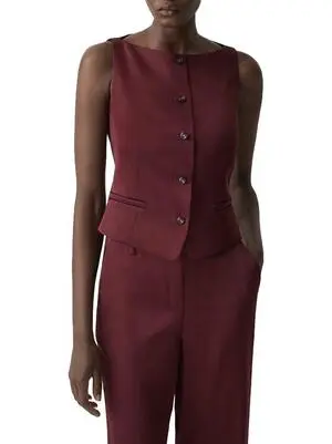 Theory Boat Neck Satin Vest Dark Wine