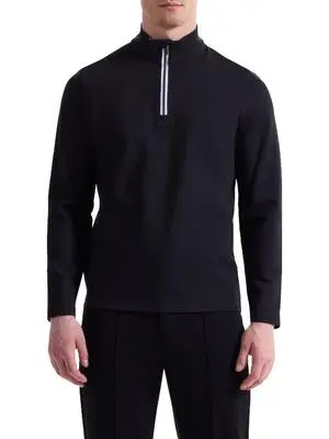 Bugatchi Solid Quarter Zip Pullover - Black