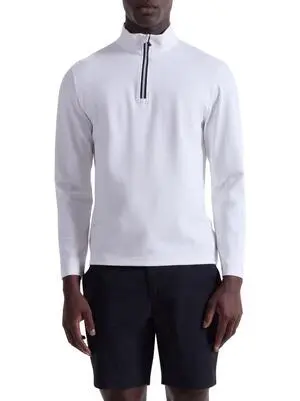 Bugatchi Solid Quarter Zip Pullover Chalk