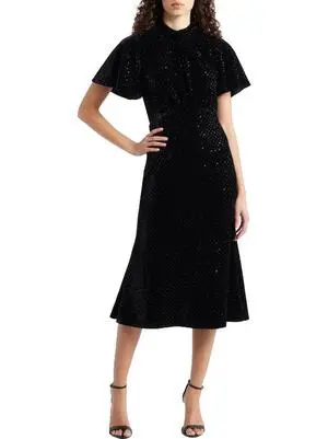 Julia Jordan Sequin Embellished Velvet Midi Dress - Black