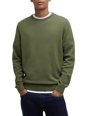Barbour Solid Cotton Crewneck Sweater Winter Moss