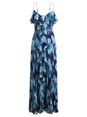 J. Crew Collection Chiffon Ruffle Dress - Blue