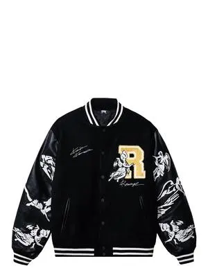 REVENGE Embroidered Varsity Jacket - Black