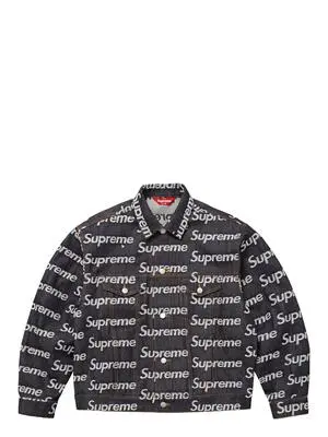 Supreme Jacquard Logos Denim Trucker Jacket - Blue