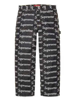 Supreme Jacquard Logos Double Knee Denim Painter Jean - Blue