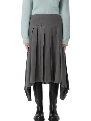 JIL SANDER Pleated Skirt With Raw Edge Hem - Grey