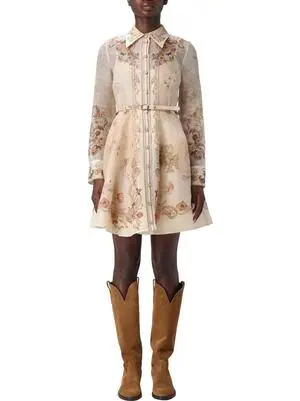 Zimmermann Printed Mini Dress - Beige